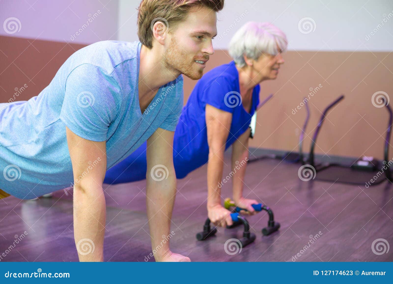 Senior Woman Doing Push Up for Therapy Stock Image - Image of ...