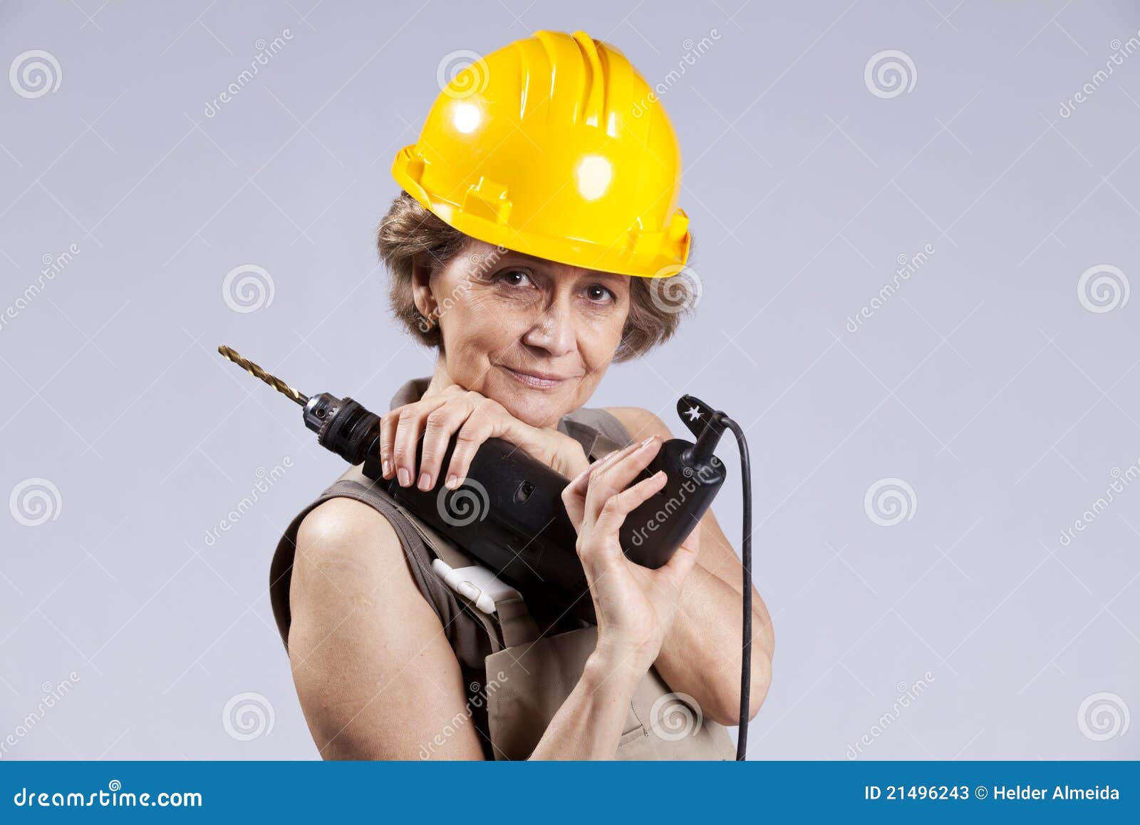 Senior Woman with a Drill Tool Stock Image - Image of isolated, beauty ...