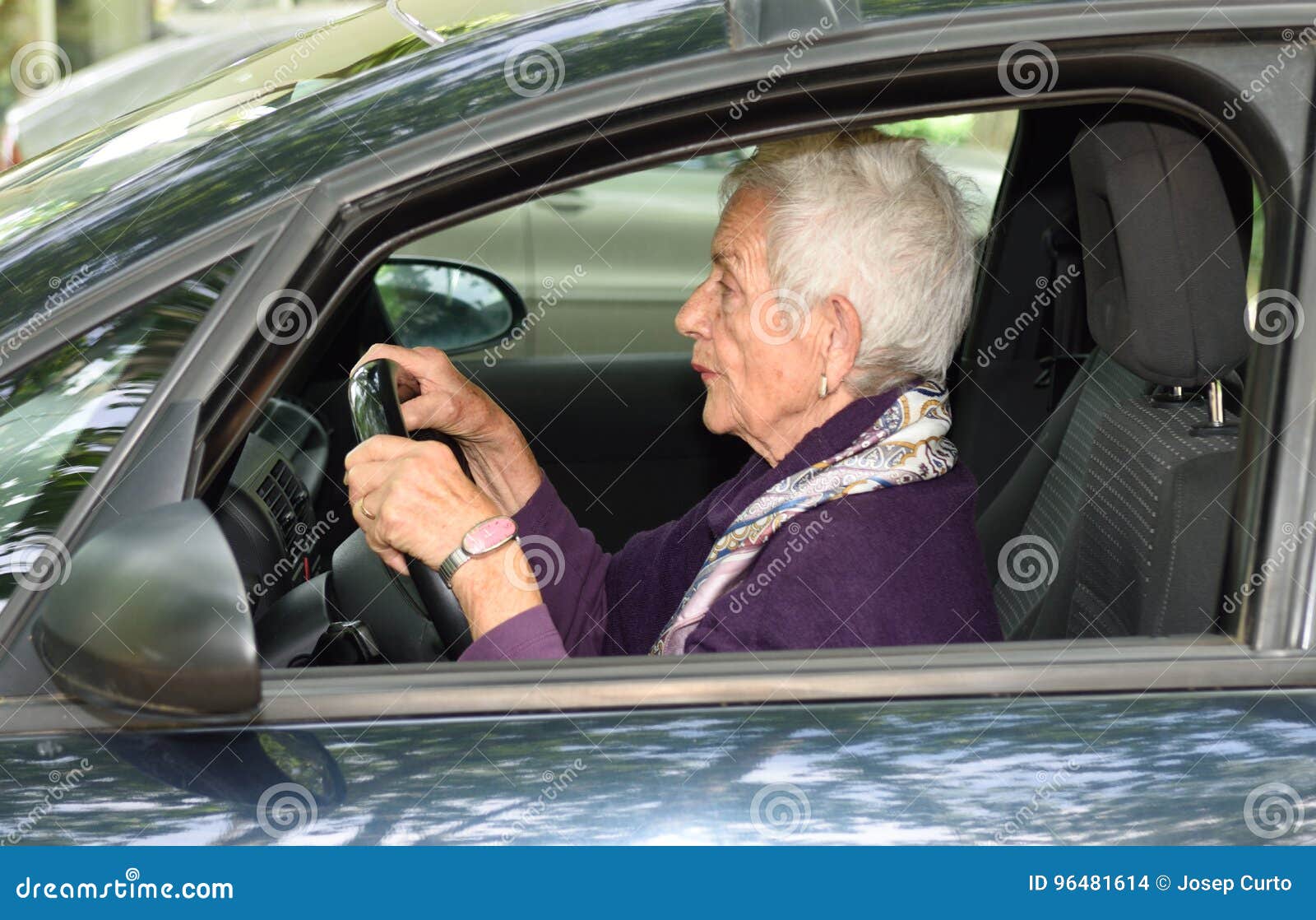 Senior woman driving a car stock photo. Image of lady - 96481614
