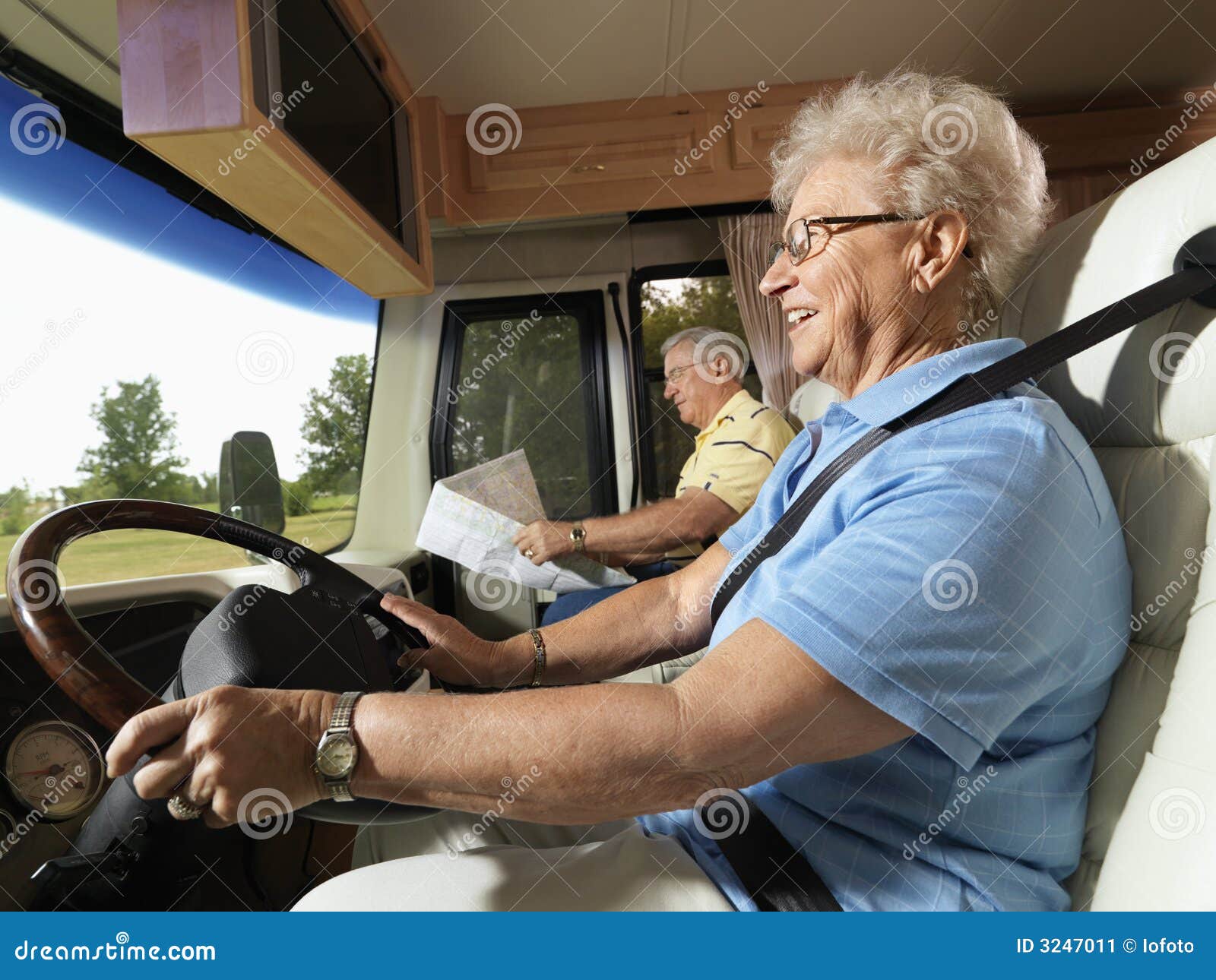 Senior woman driving RV. stock image. Image of motorhome - 3247011
