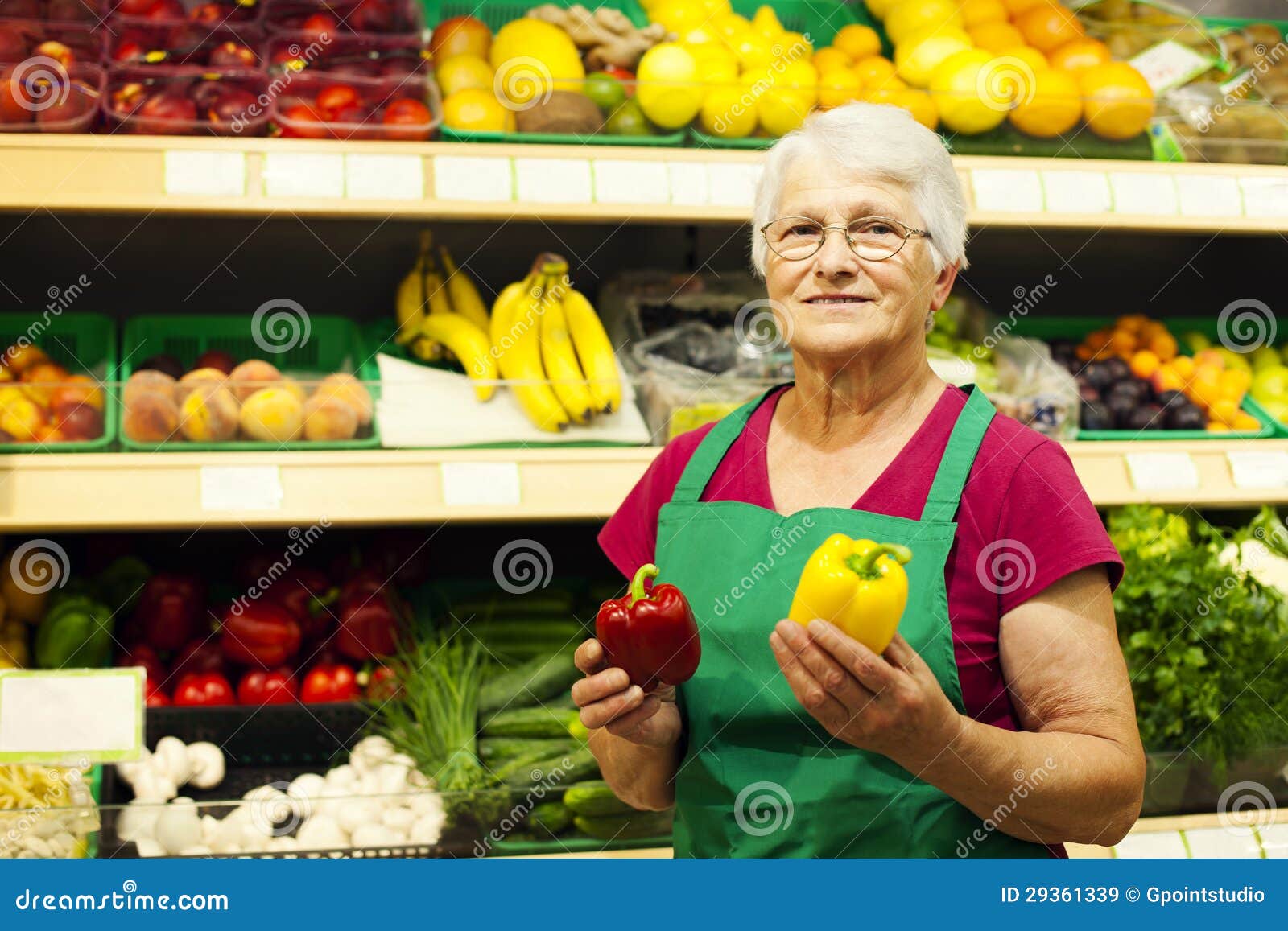 Senior Woman in Groceries Store Stock Image - Image of adult ...