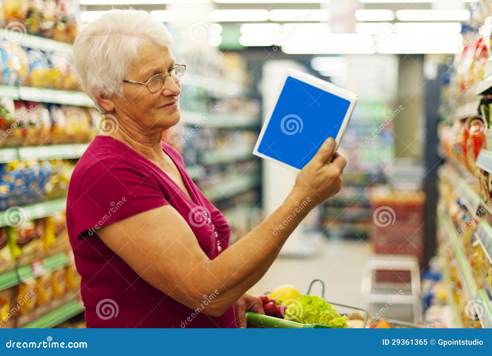 Senior Woman in Groceries Store Stock Image - Image of aisle, female ...
