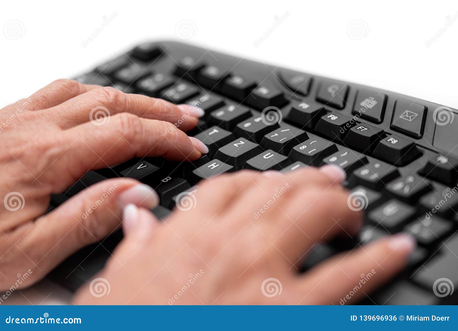 Senior Woman Hands are Correctly Touch Typing on the Keyboard Stock ...
