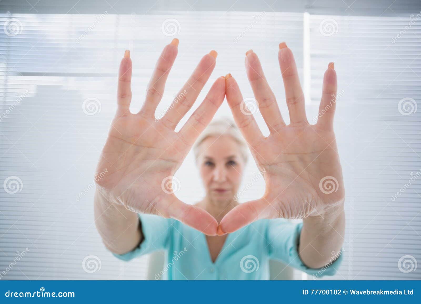 Senior Woman with Hands on Glass Stock Photo - Image of retired, house ...
