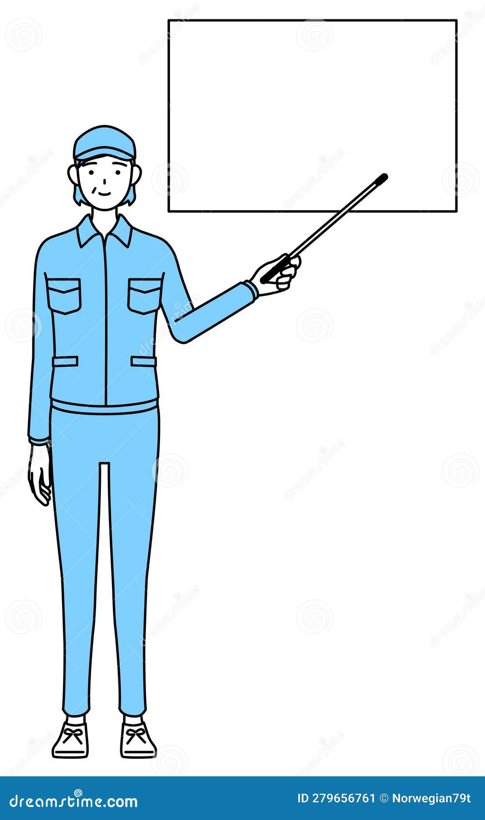 Senior Woman in Hat and Work Clothes Pointing at a Whiteboard with an ...