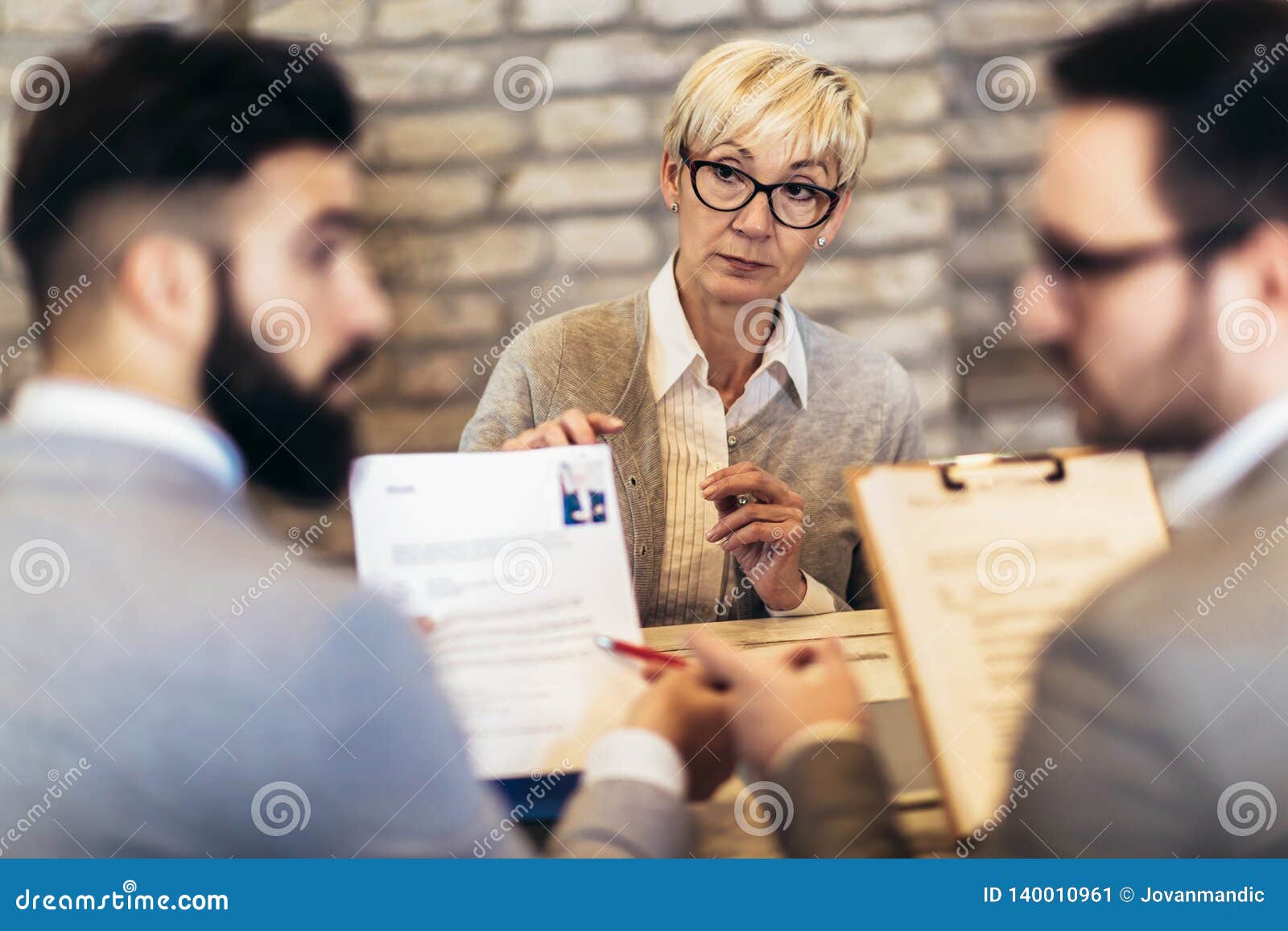 Senior Woman, Job Applicants Having Interview Stock Image - Image of ...