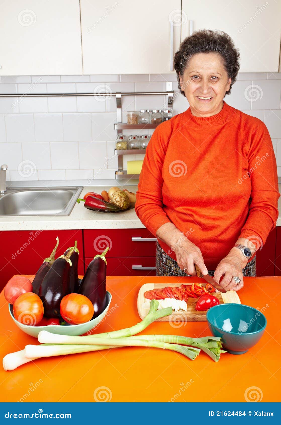 Senior Woman in the Kitchen Stock Photo - Image of happy, indoors: 21624484
