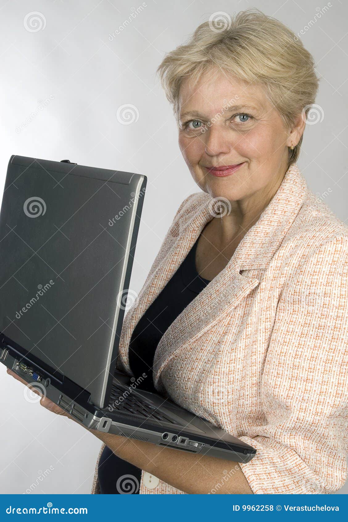 Senior woman with laptop stock photo. Image of technology - 9962258