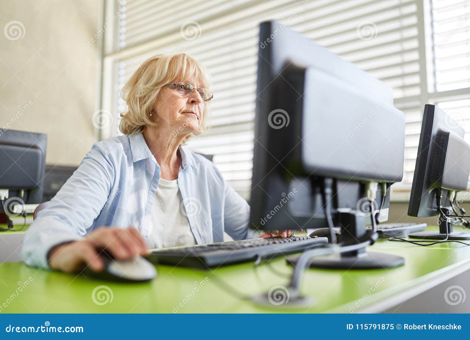 Senior Woman in Computer Course Stock Image - Image of community ...