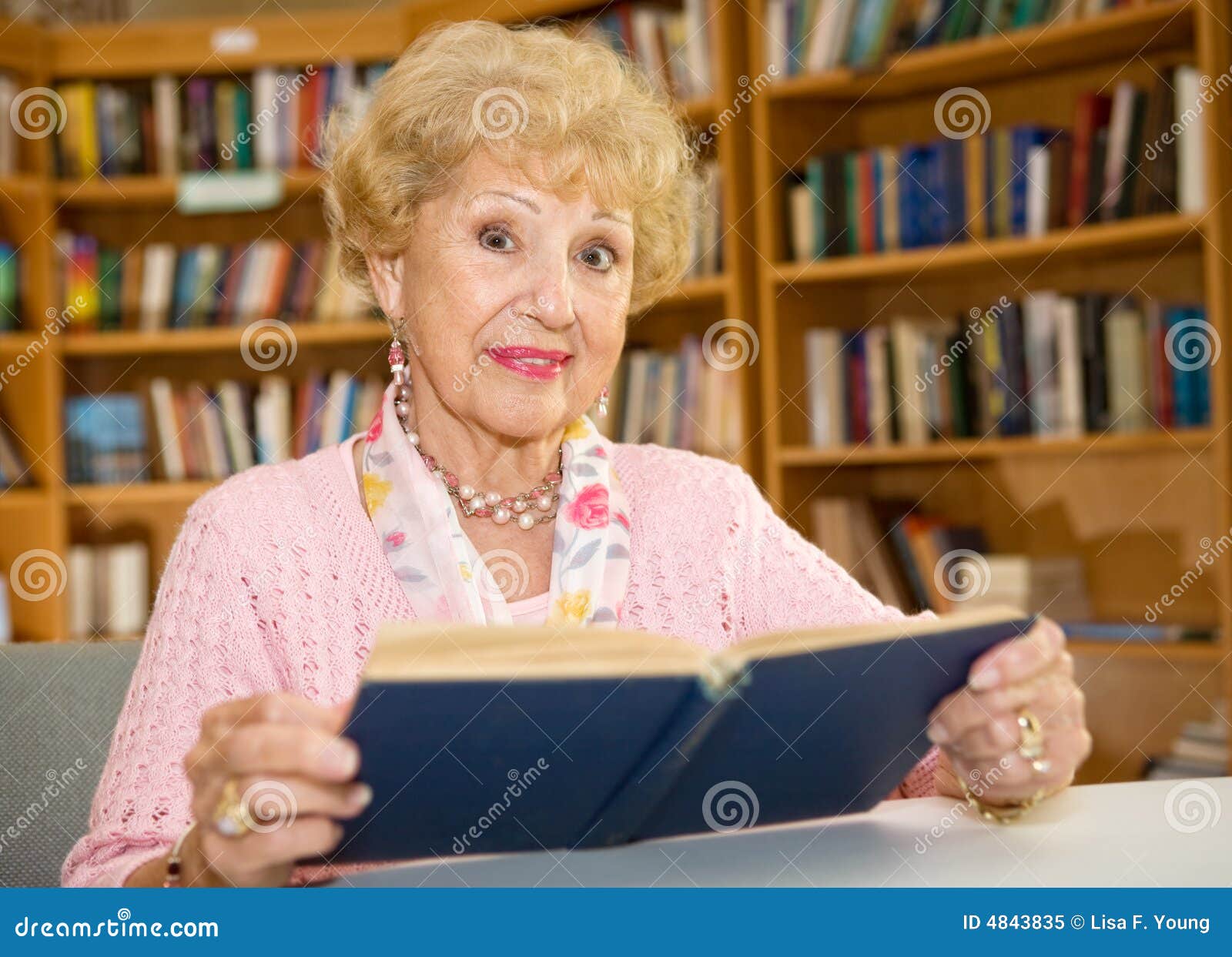 Senior Woman in Library stock image. Image of college - 4843835