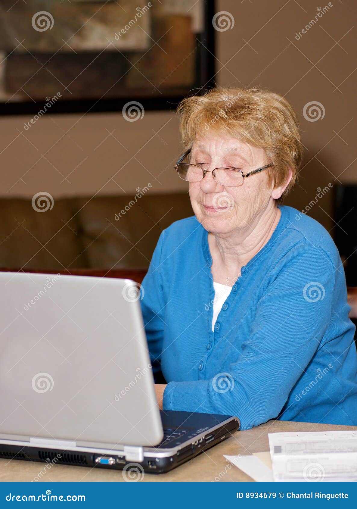 Senior Woman Looking at Computer Stock Image - Image of lady ...