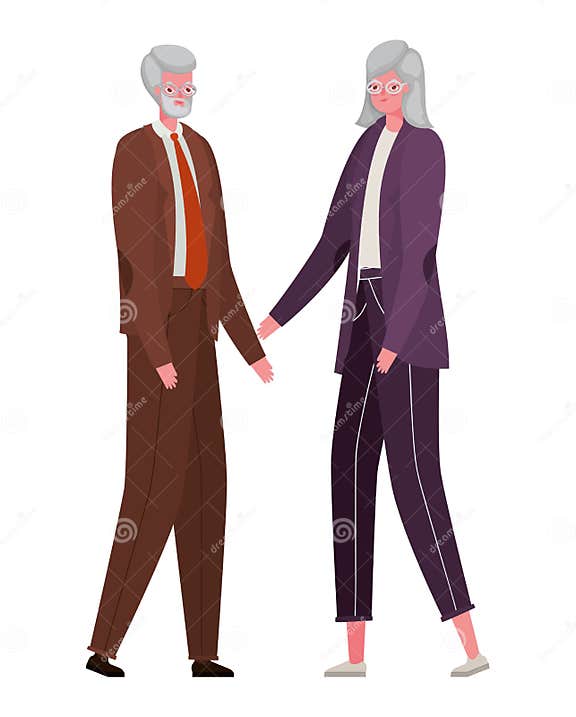 Senior Woman And Man Cartoons Vector Design Stock Vector Illustration