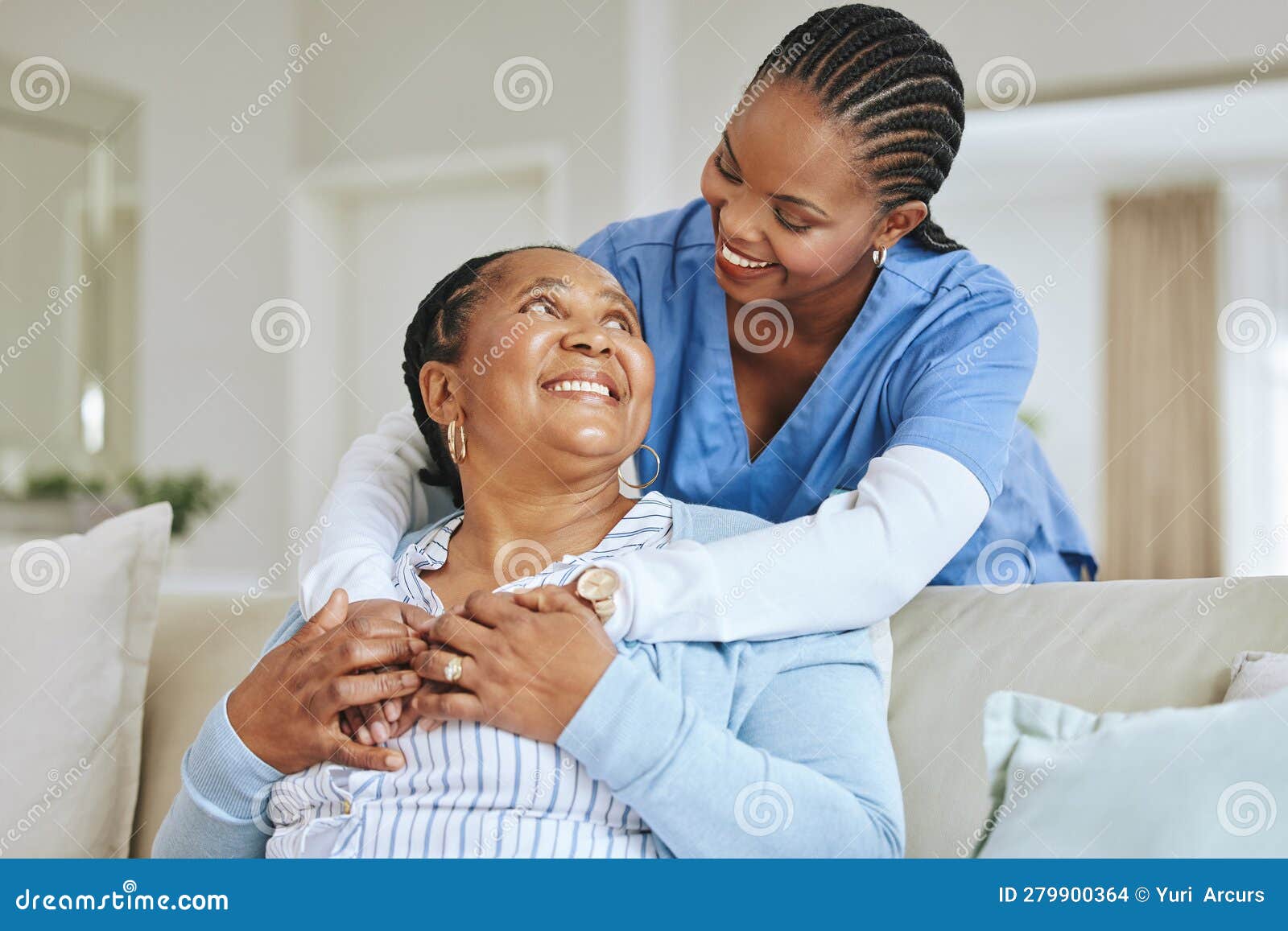 Senior Woman Nurse And Hug For Support Kindness And Happiness In A