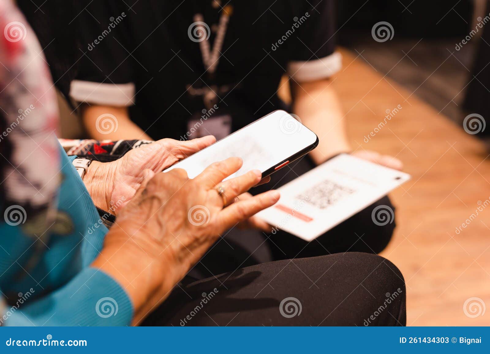 Senior Woman Paying Bill Using Smart Phone Scan QR Code. Stock Image ...