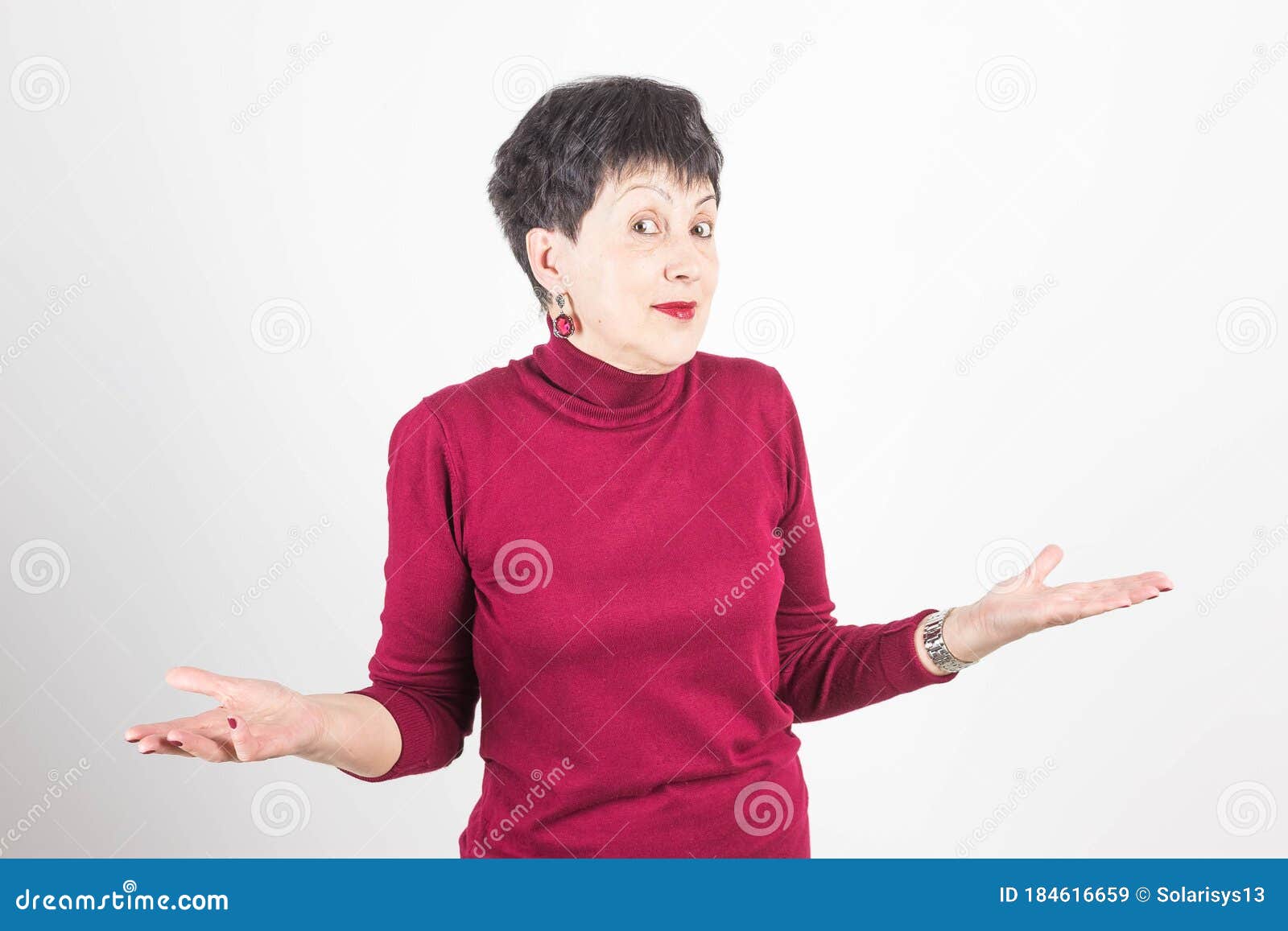 Senior Woman in Perplexity Emotion Ar Studio at White Background Stock ...
