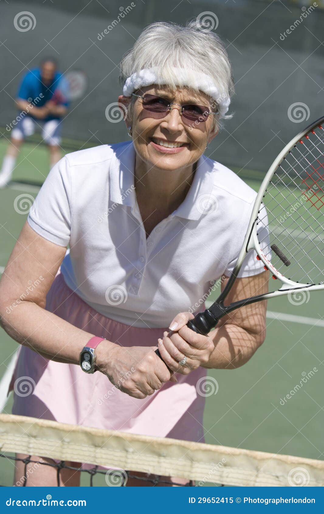 Senior Woman Playing Tennis Stock Image - Image of lifestyle, playing ...