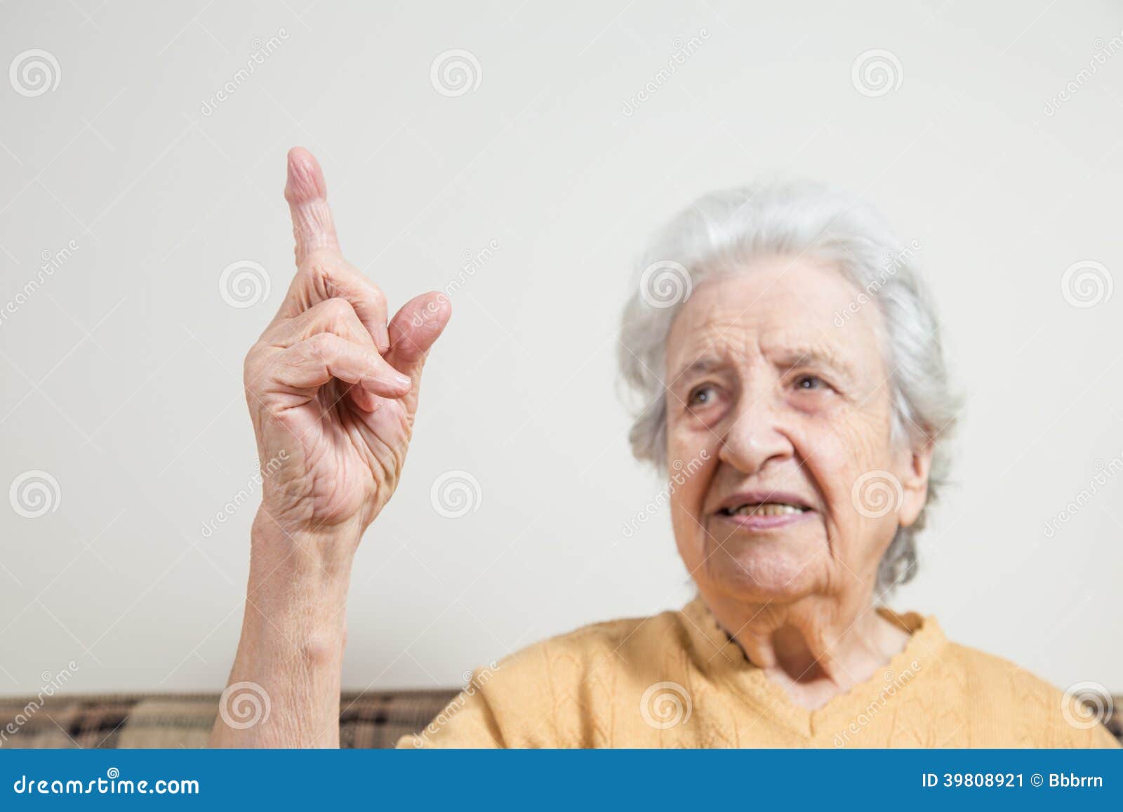 Senior Woman Pointing Something Stock Image - Image of gesture ...
