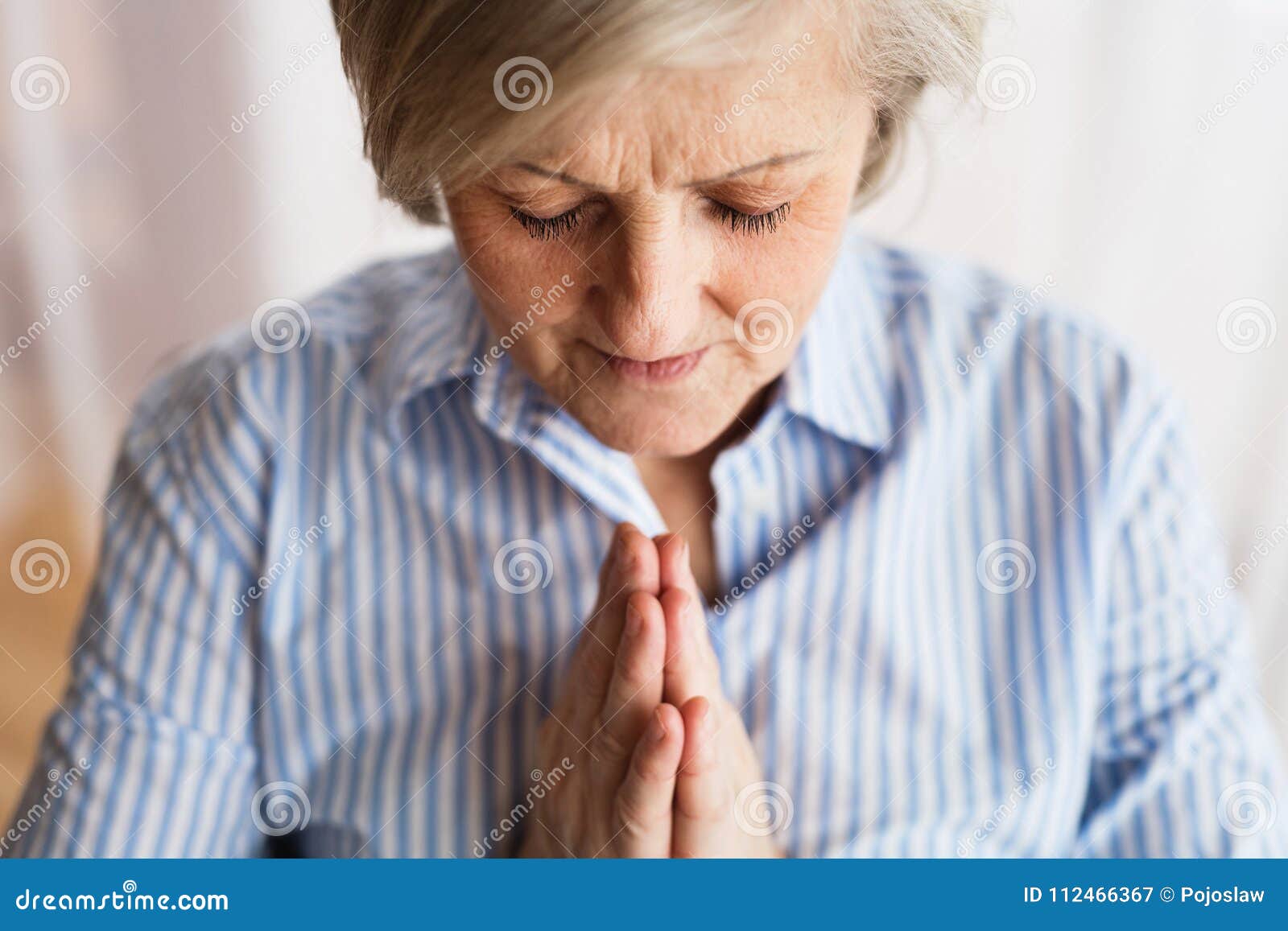 A Senior Woman Praying at Home. Stock Image - Image of family, elderly ...