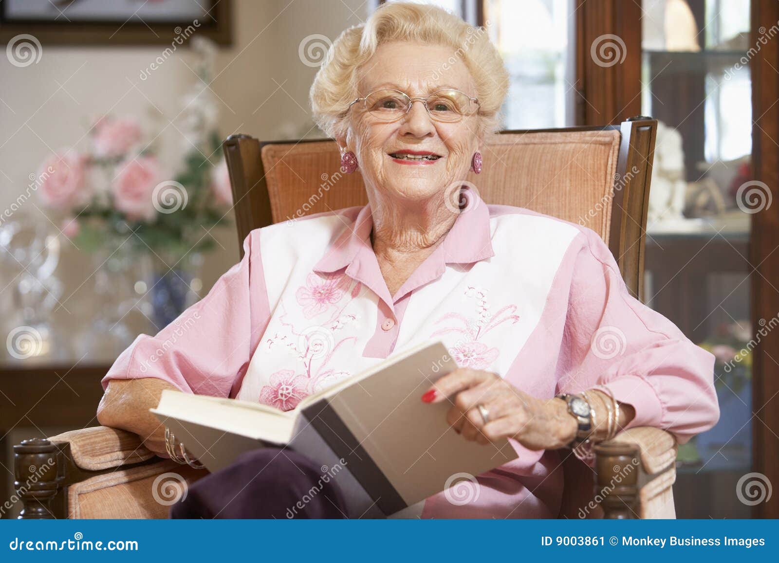 Senior woman reading book stock image. Image of person - 9003861