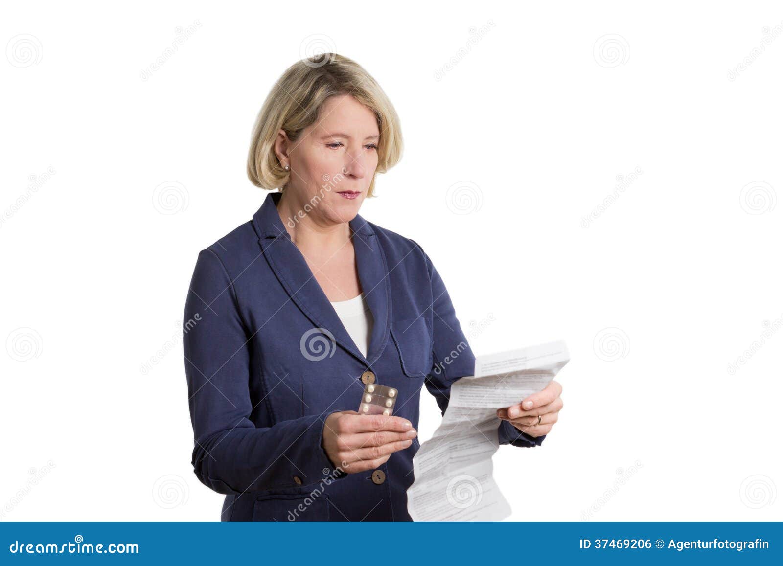 Senior Woman Reading Package Insert Stock Photo - Image of help, person ...