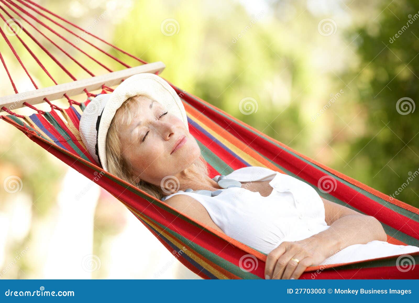 Senior Woman Relaxing in Hammock Stock Image - Image of hammock, straw ... Senior Woman Relaxing in Hammock Stock Image - Image of hammock, straw ...