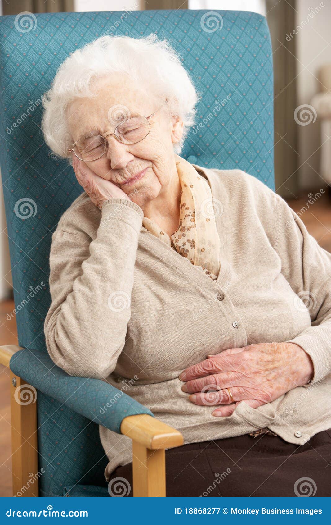 Senior Woman Resting in Chair Stock Image - Image of mature, close ...