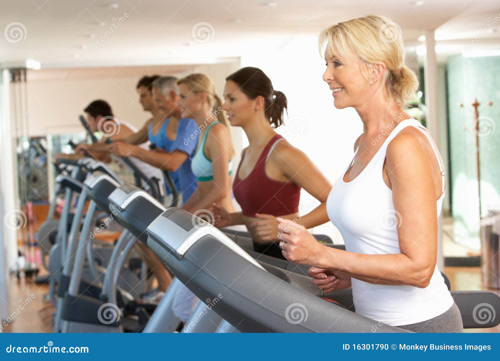 Senior Woman on Running Machine Stock Photo - Image of exercise, senior ...