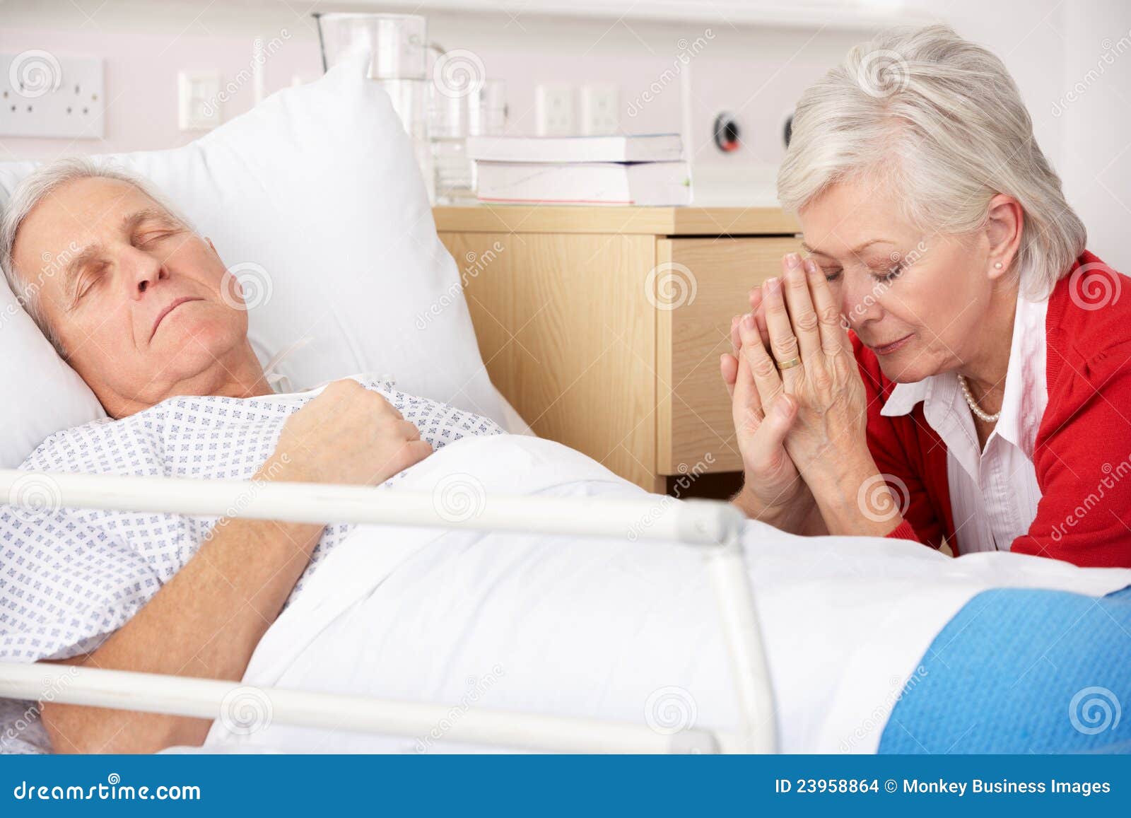 Senior Woman with Seriously Ill Husband Stock Photo - Image of anxious ...