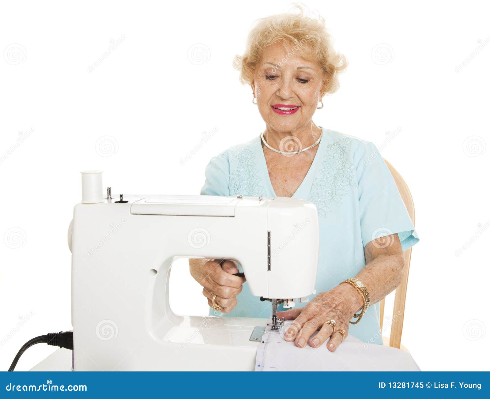 Senior Woman Sewing stock image. Image of lifestyle, blond - 13281745