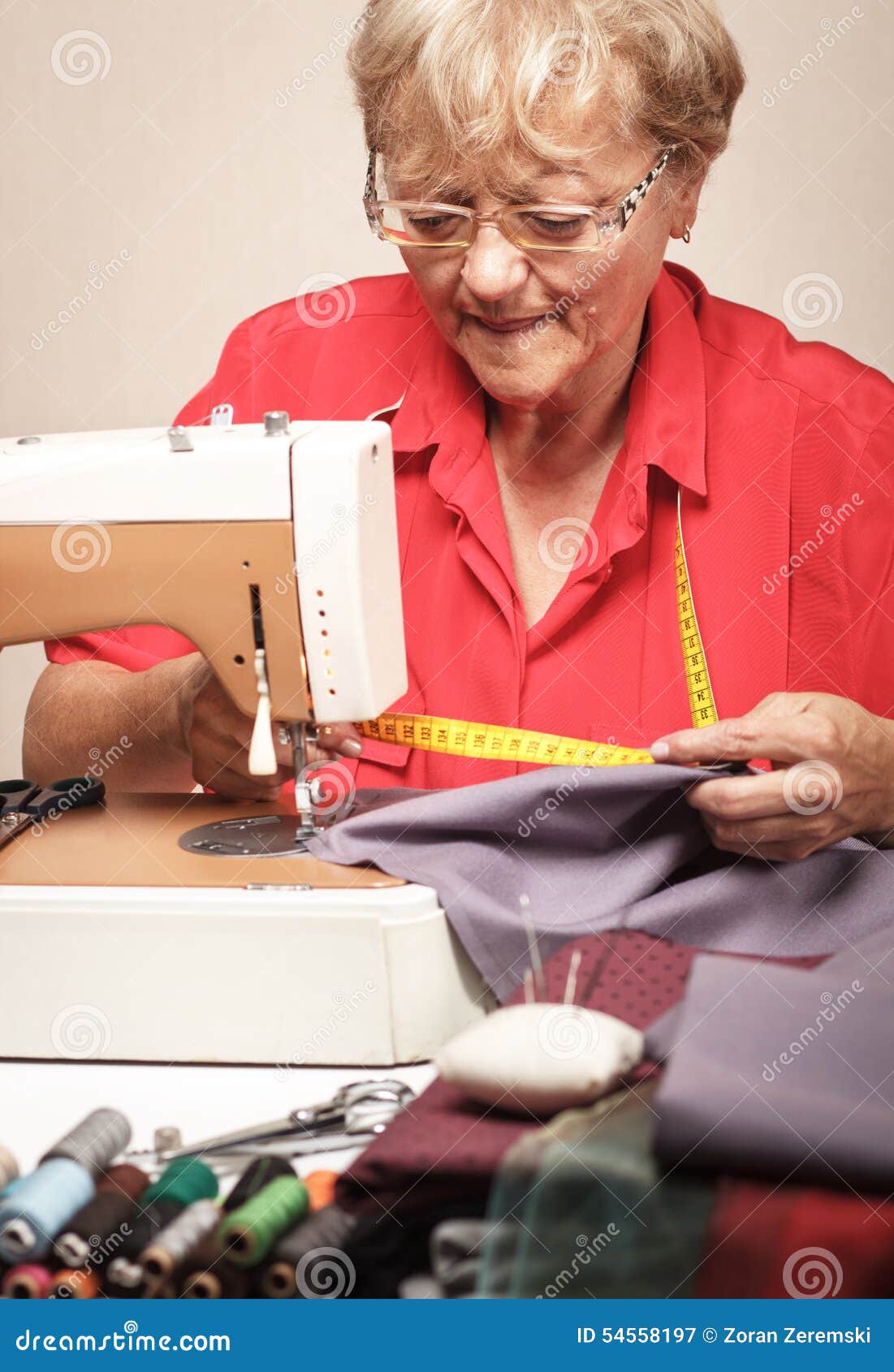 A senior woman sewing stock image. Image of manual, fashion - 54558197