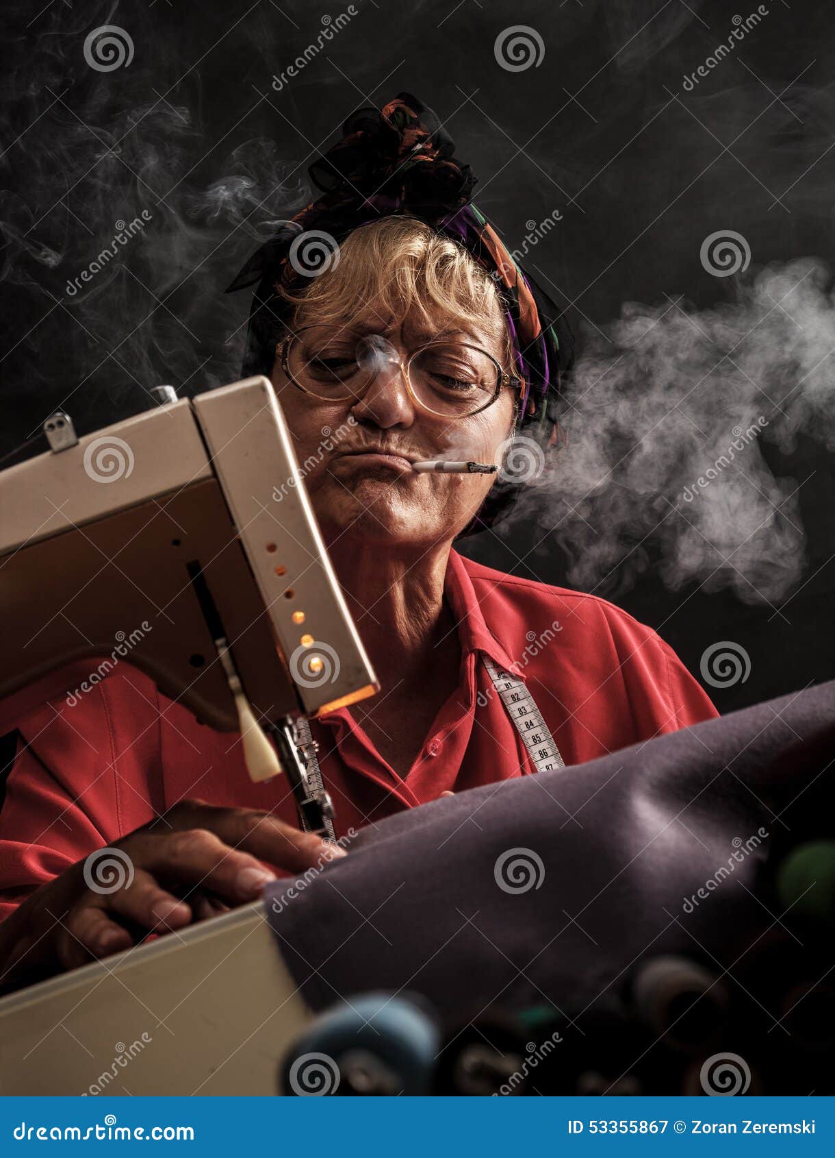 Senior Woman Sewing on a Sewing Machine Stock Image - Image of needle ...