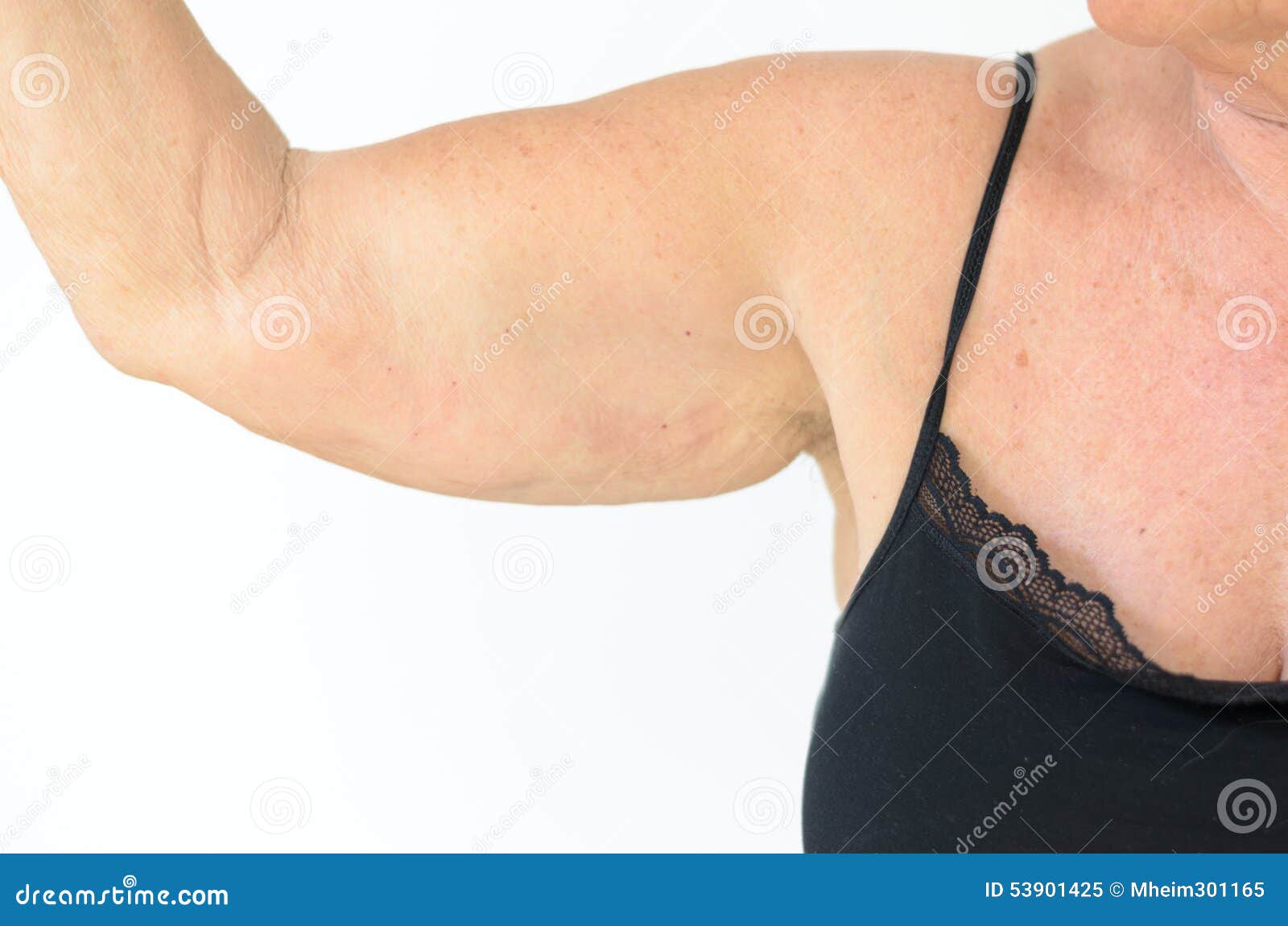 Senior Woman Showing Flabby Arm Effect Of Aging Stock Image Image Of