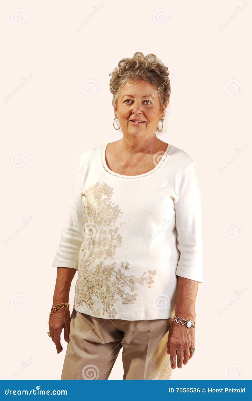 Senior Woman Standing in Studio. Stock Photo - Image of happiness, hair ...