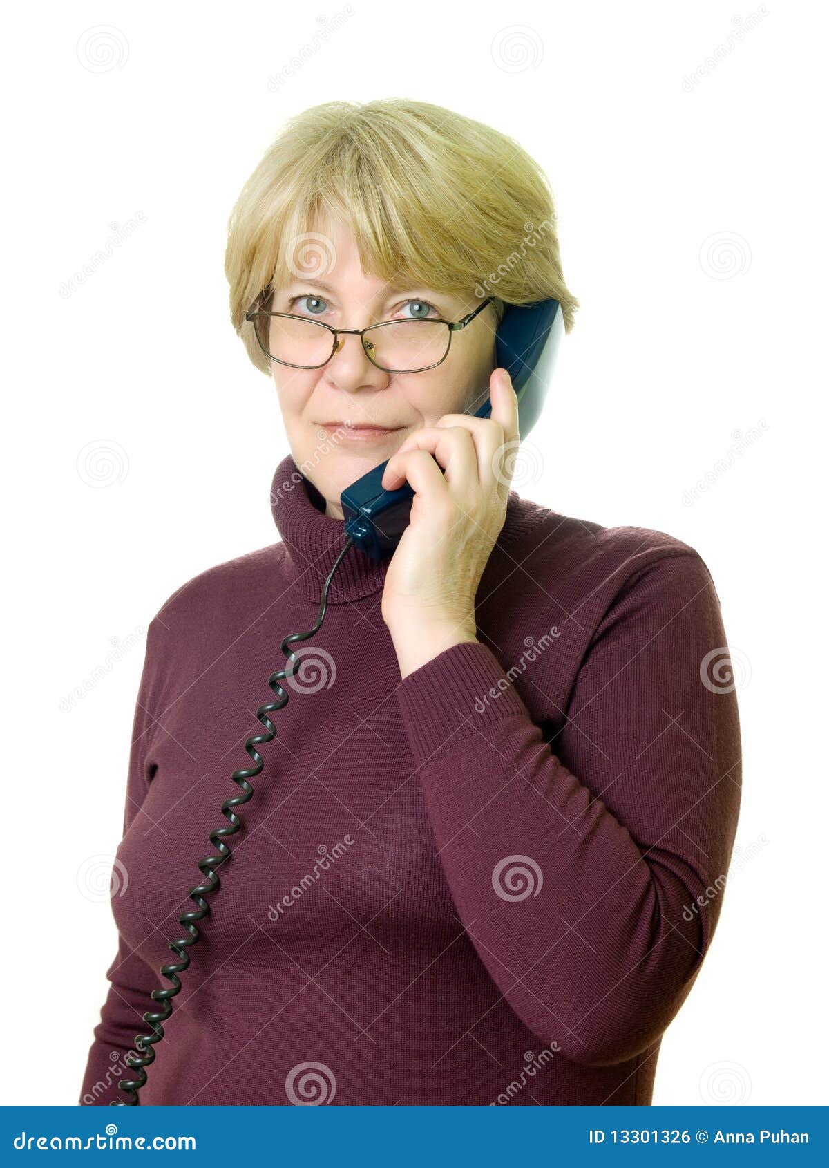 A Senior Woman at Telephone Stock Photo - Image of isolated, happy ...
