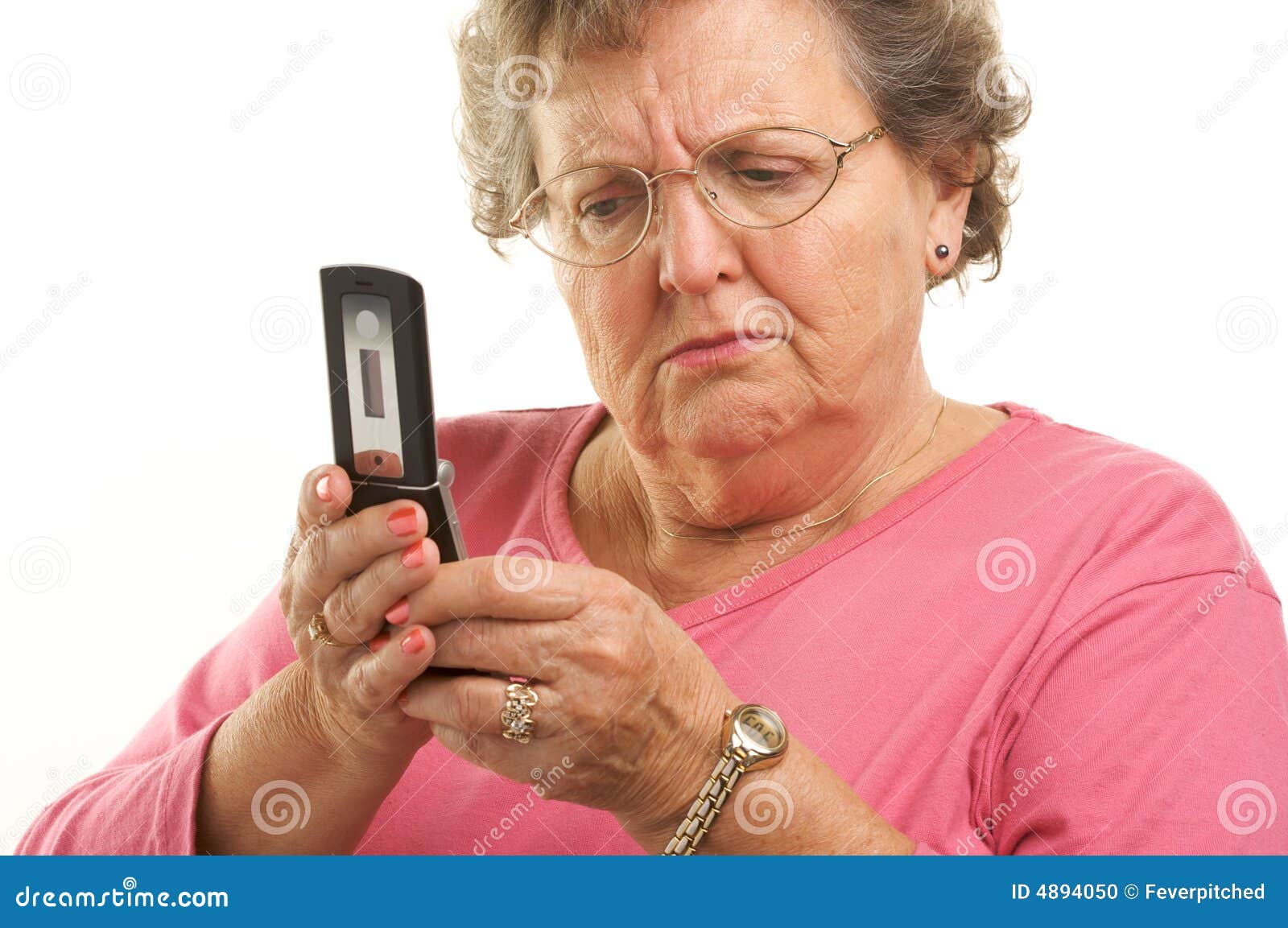 Senior Woman Texting on Cell Phone Stock Photo - Image of concern ...