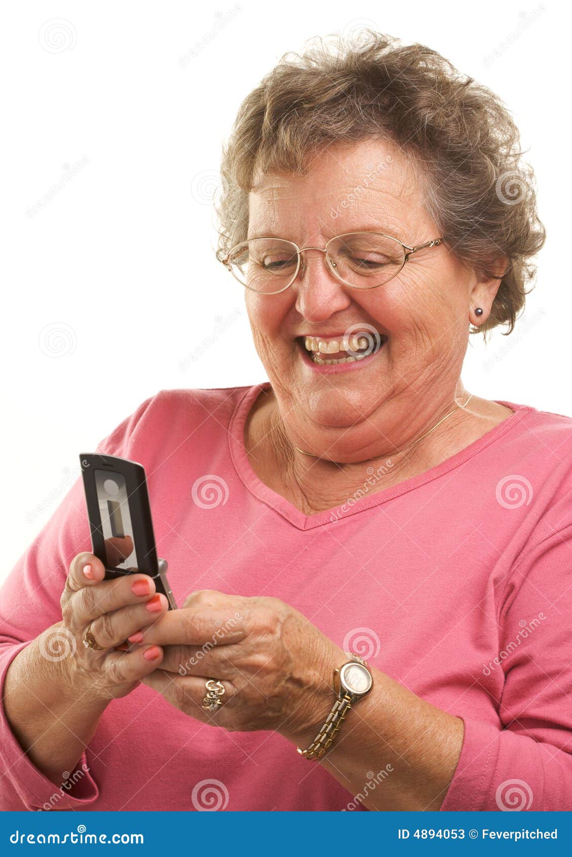 Senior Woman Texting on Cell Phone Stock Image - Image of cell ...