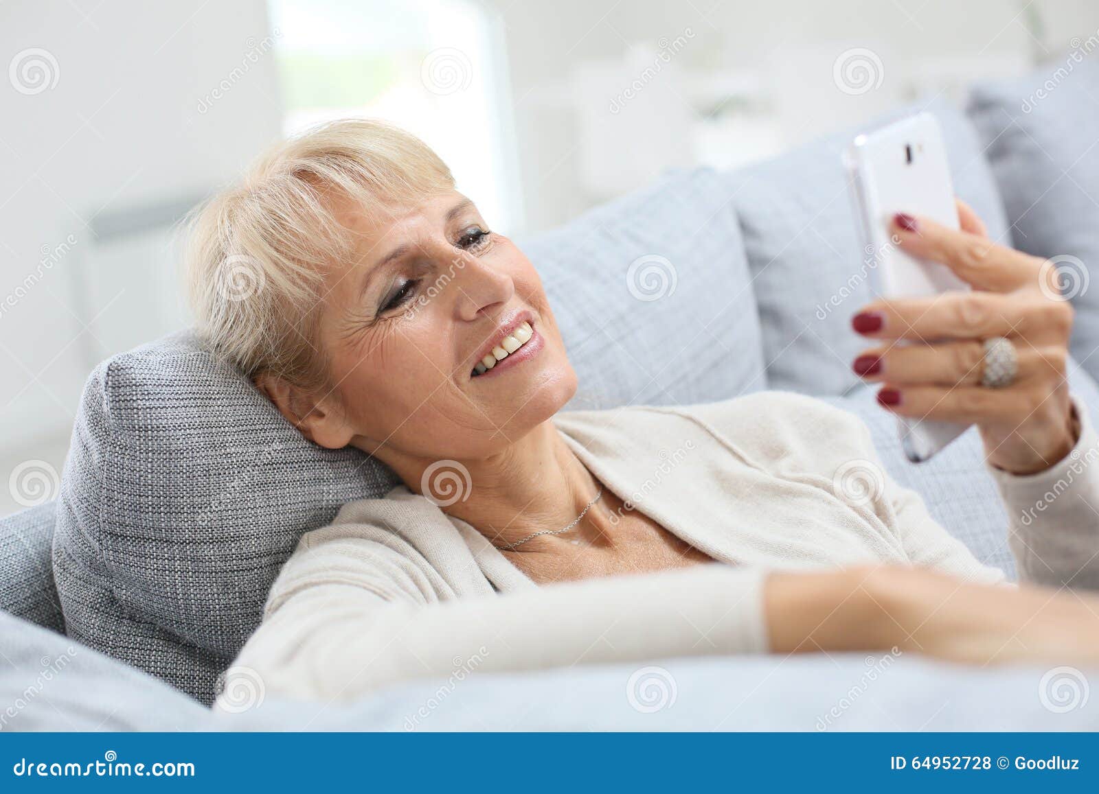 Senior Woman Texting on Smartphone Stock Photo - Image of cellphone ...