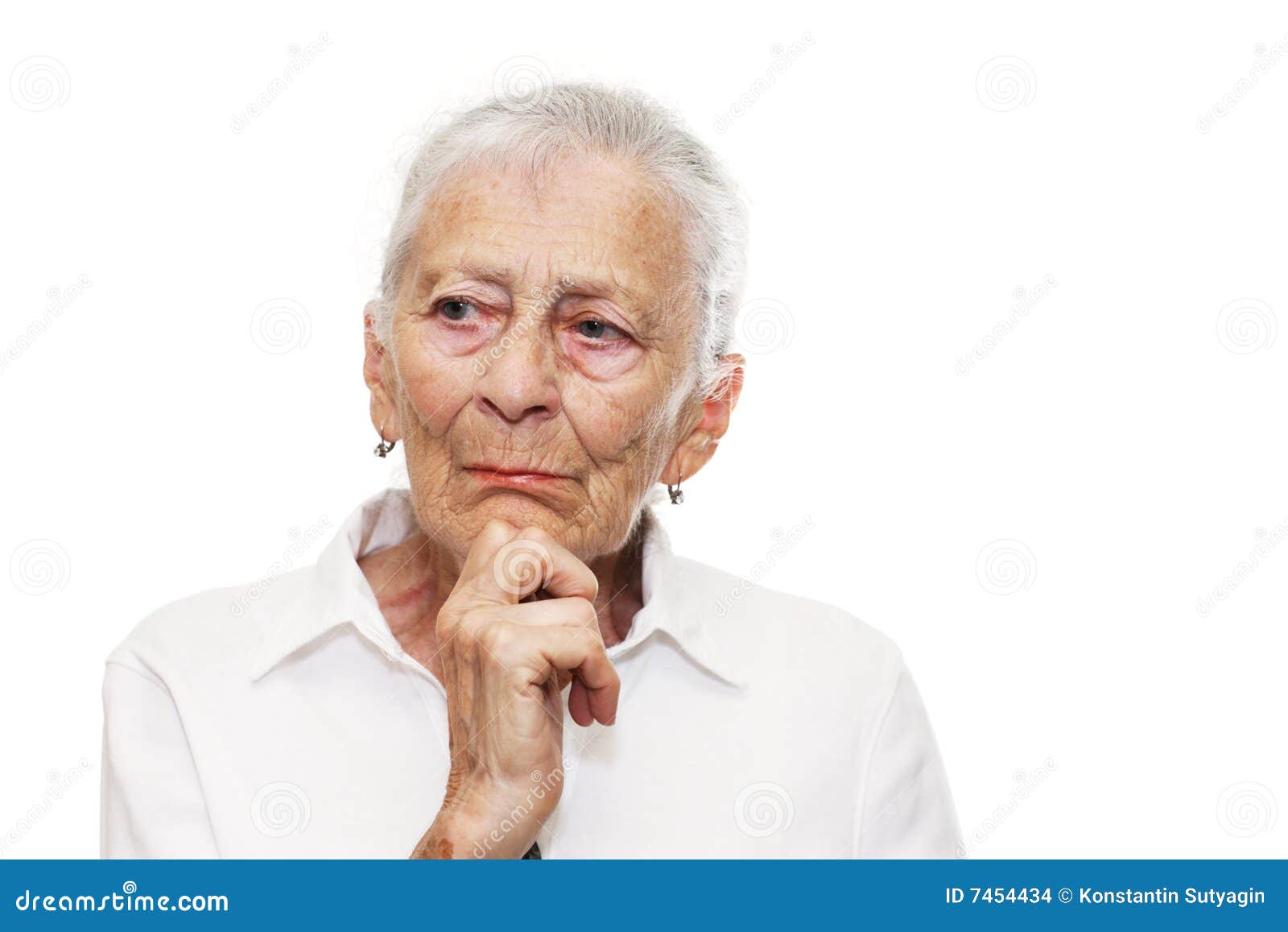 Senior woman thinking stock photo. Image of close, pondering - 7454434