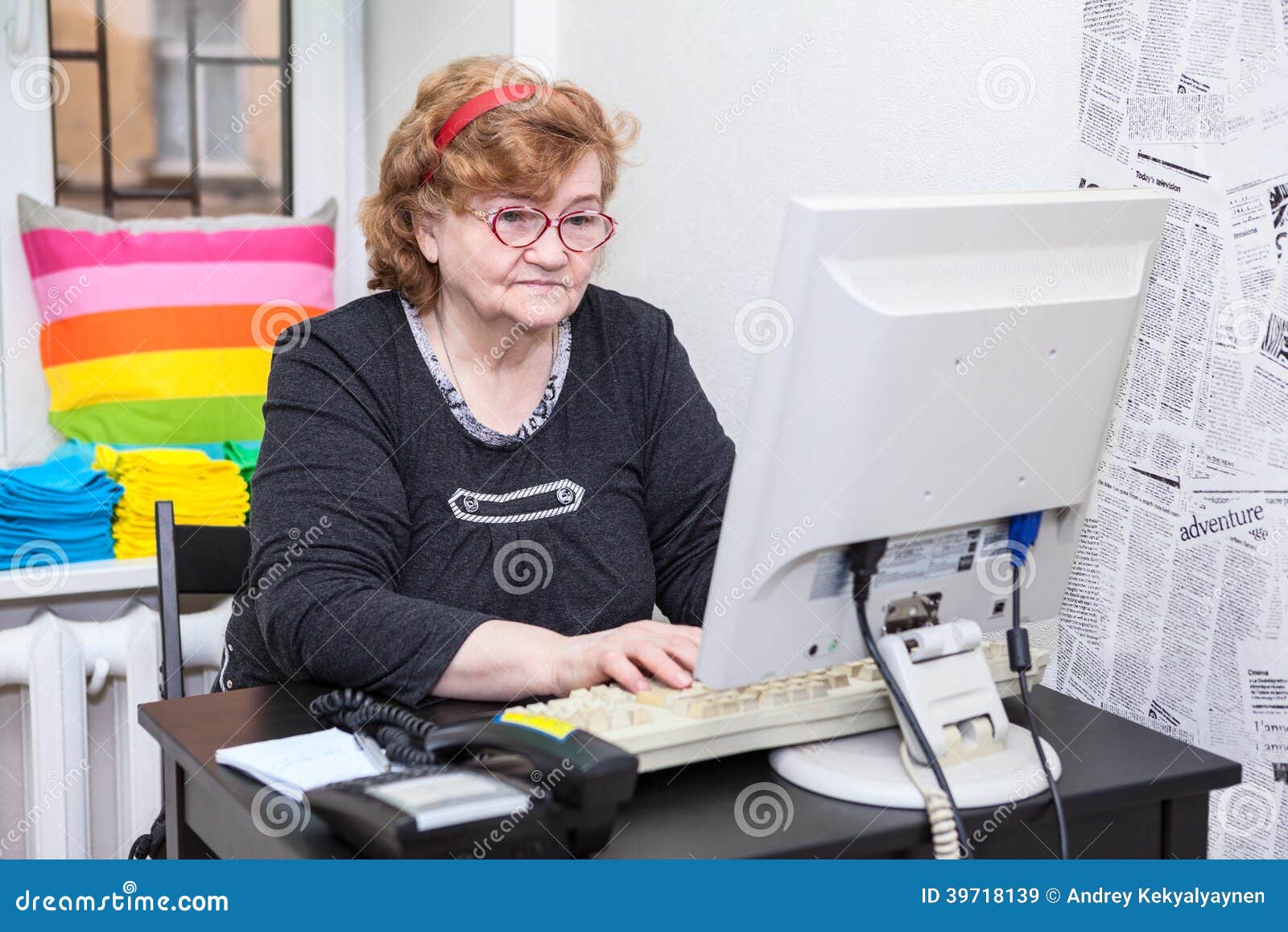 Senior Woman Typing Keyboard Button on Computer Pad Stock Image - Image ...