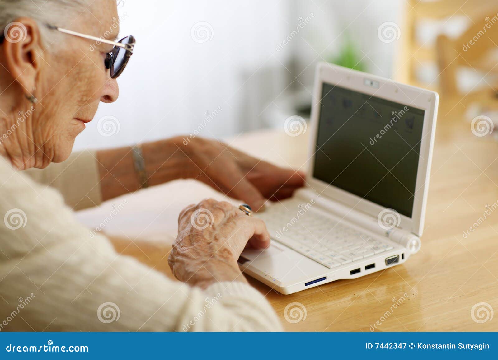 Senior woman using laptop stock image. Image of clever - 7442347