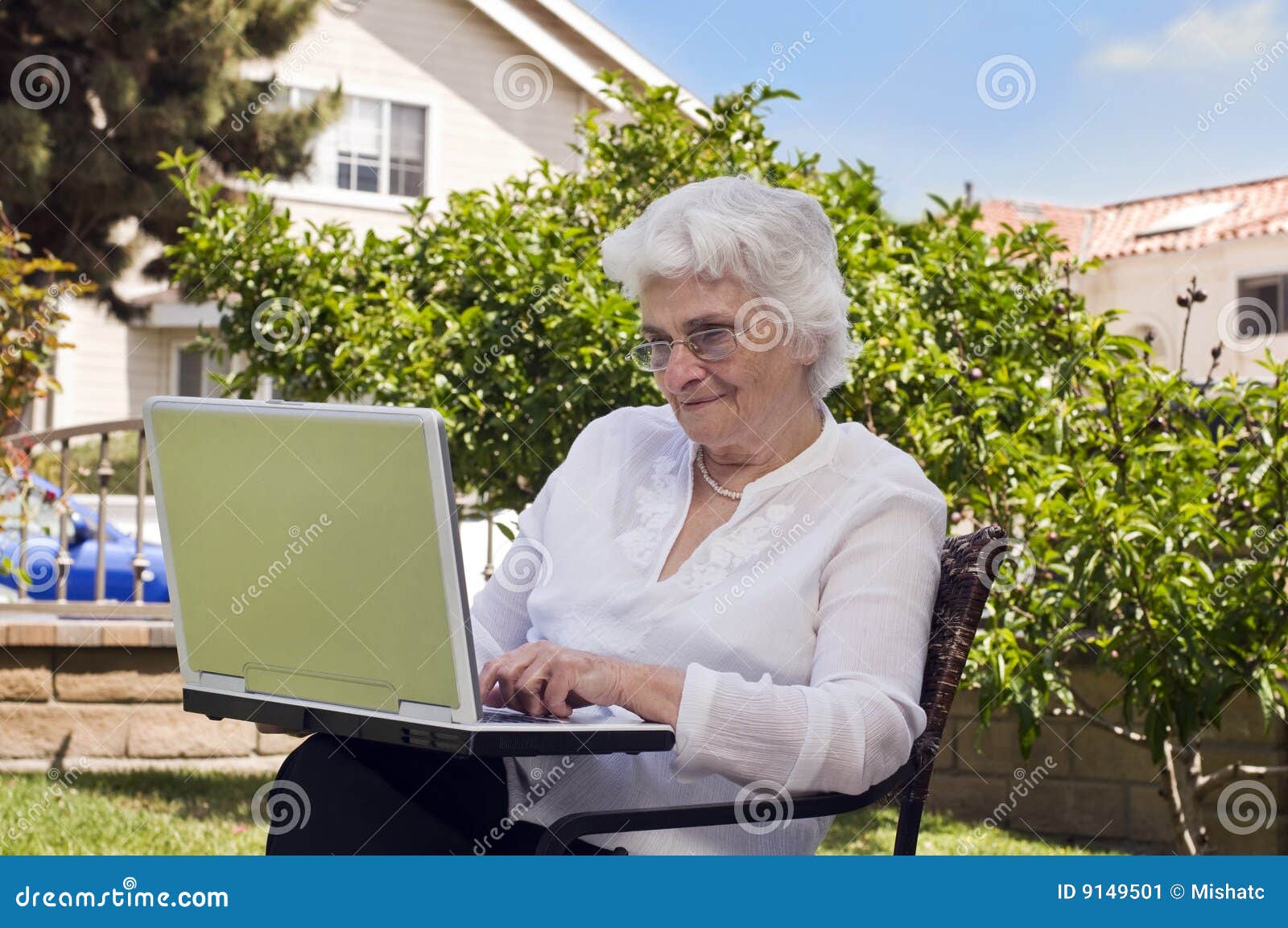 Senior Woman Using a Laptop Stock Image - Image of adult, lifestyle ...