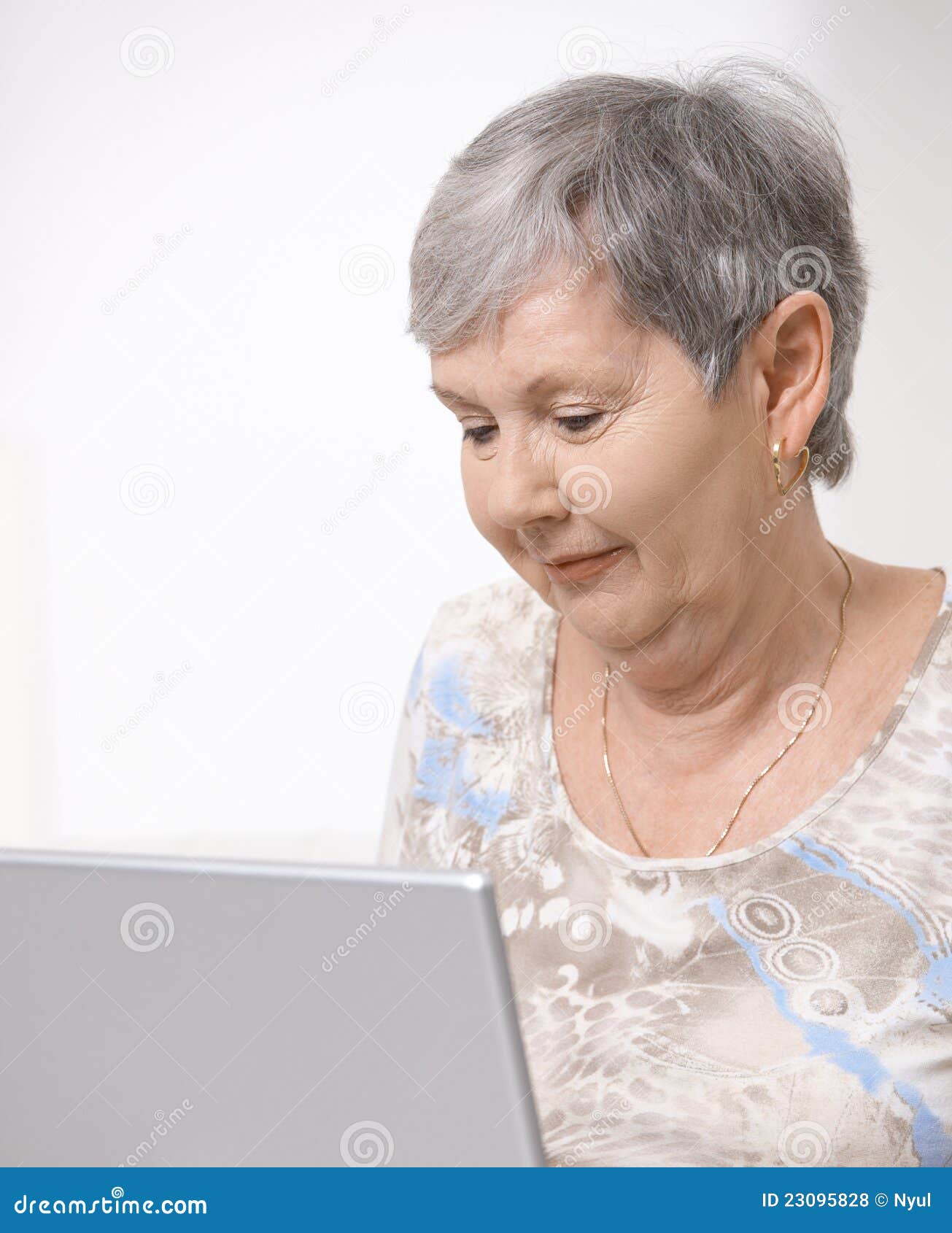 Senior Woman Using Laptop Computer Stock Photo - Image of elderly ...