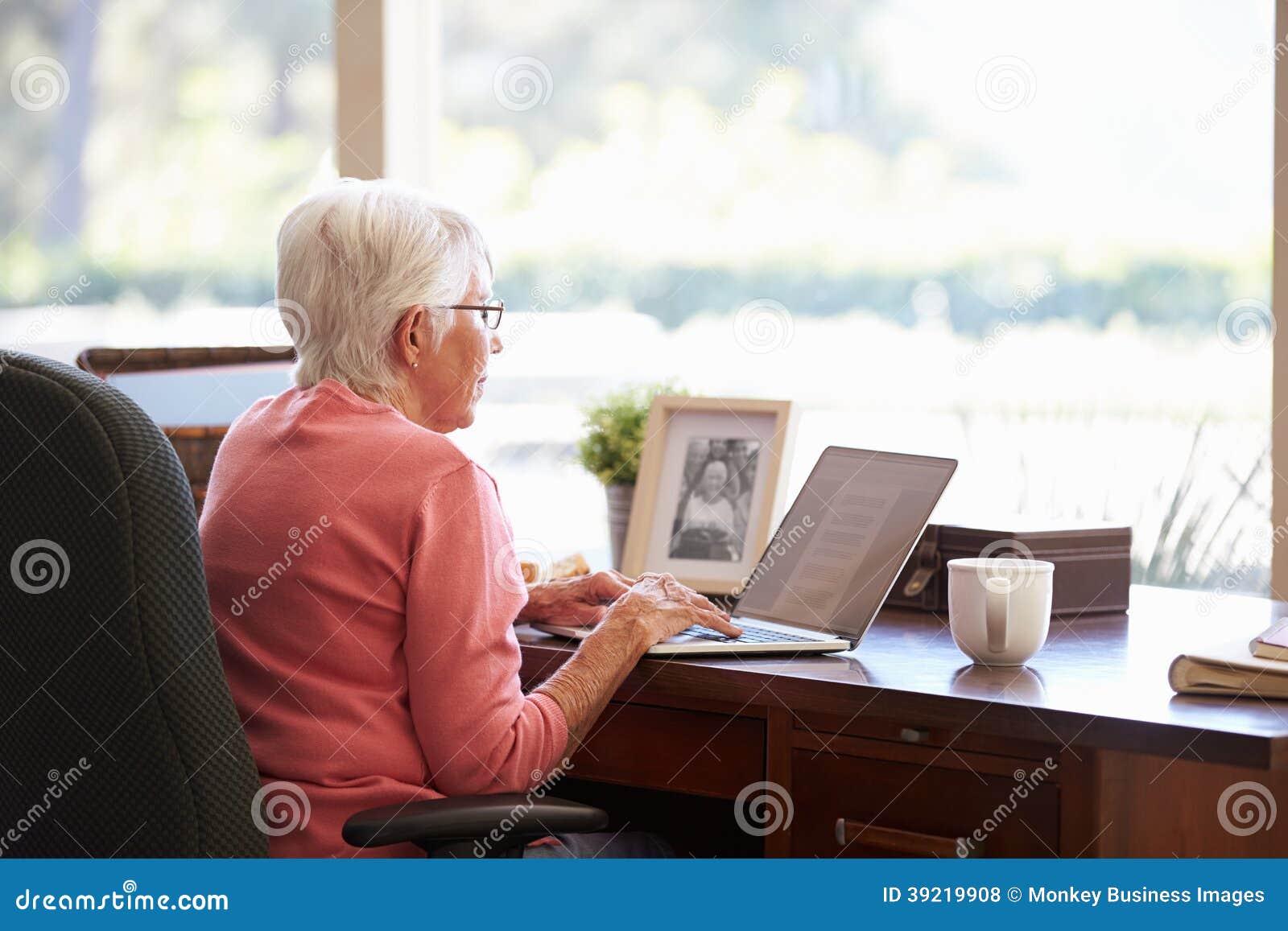Senior Woman Using Laptop stock photo. Image of adult - 39219908