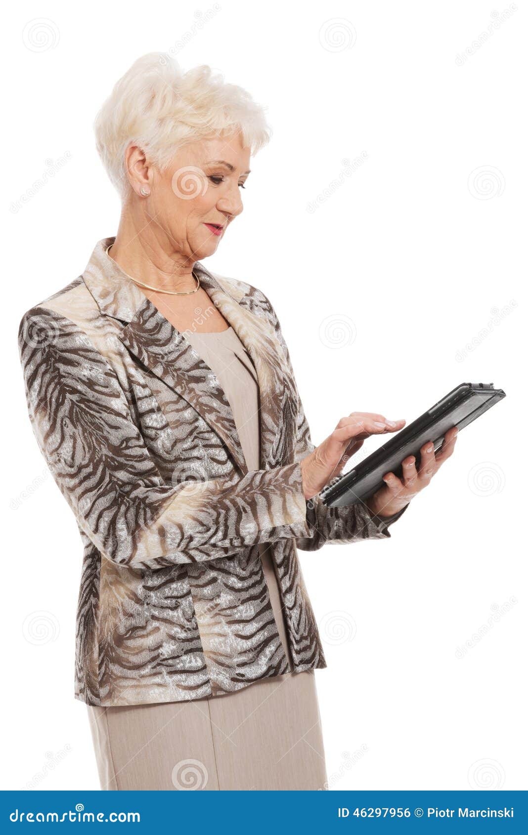 Senior Woman Using a Tablet Stock Photo - Image of communication ...