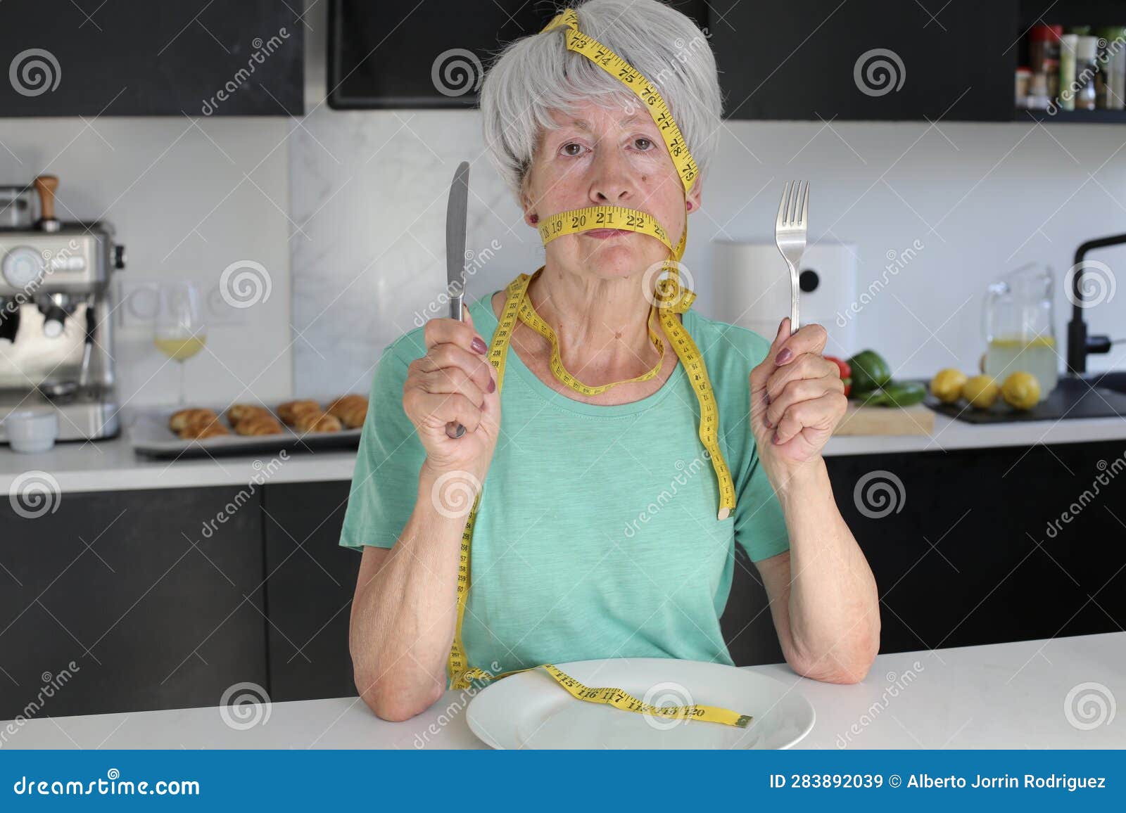 Senior Woman on a Very Strict Diet Stock Image - Image of lifestyle ...