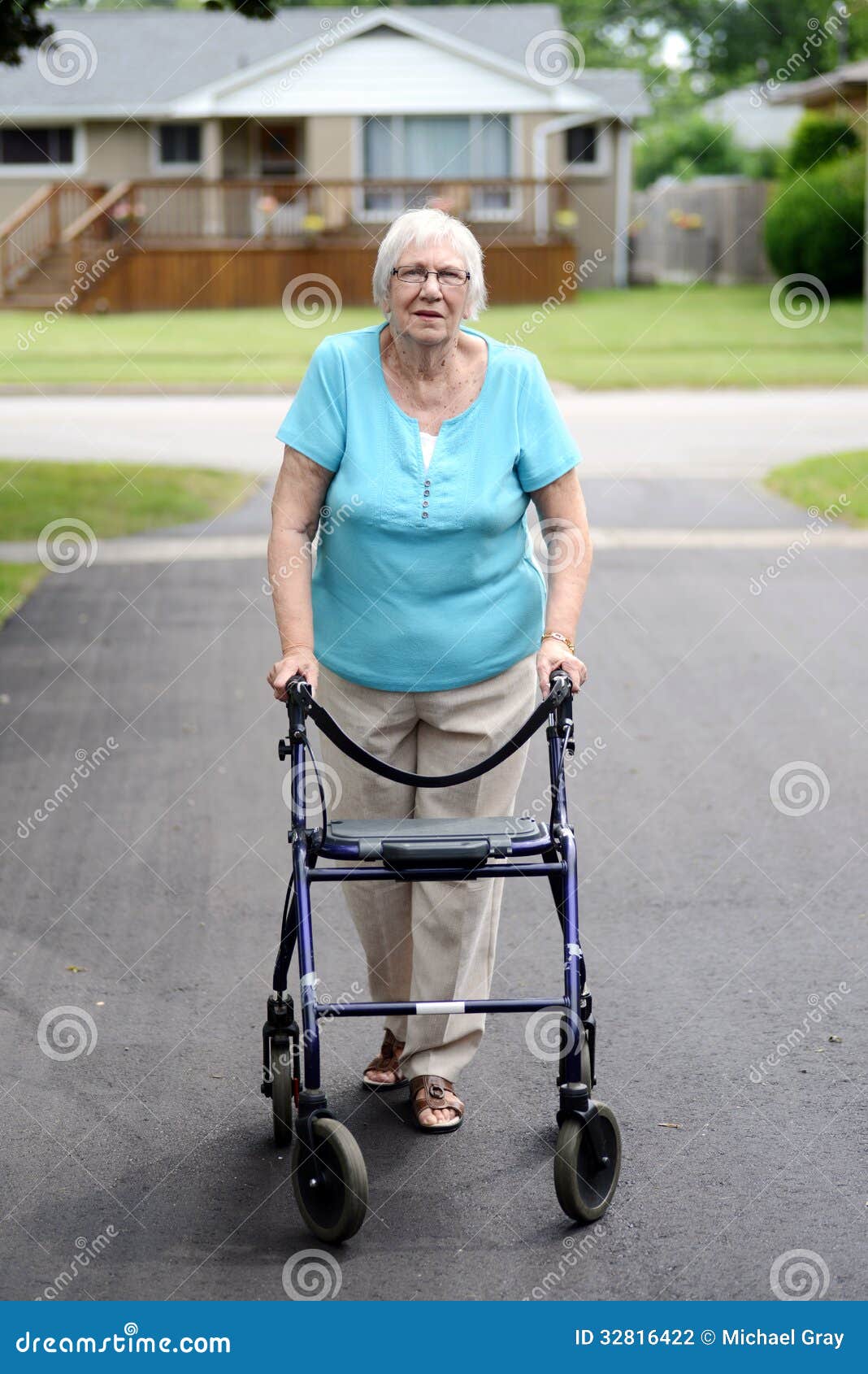 Senior woman with walker stock photo. Image of handicapped - 32816422