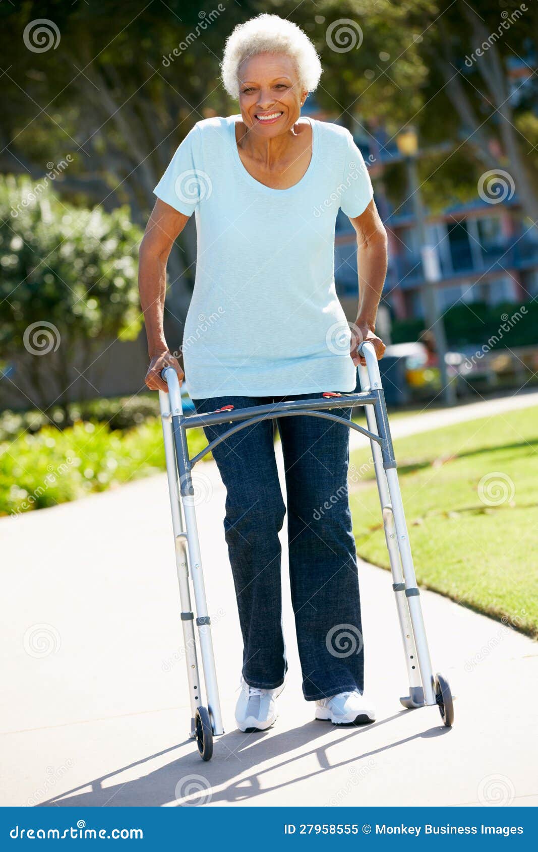 Senior Woman with Walking Frame Stock Image - Image of ageing, african ...