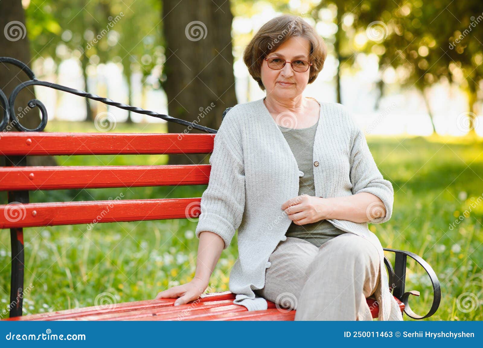 Senior Woman Walking in the Park in Summer. Stock Image - Image of ...