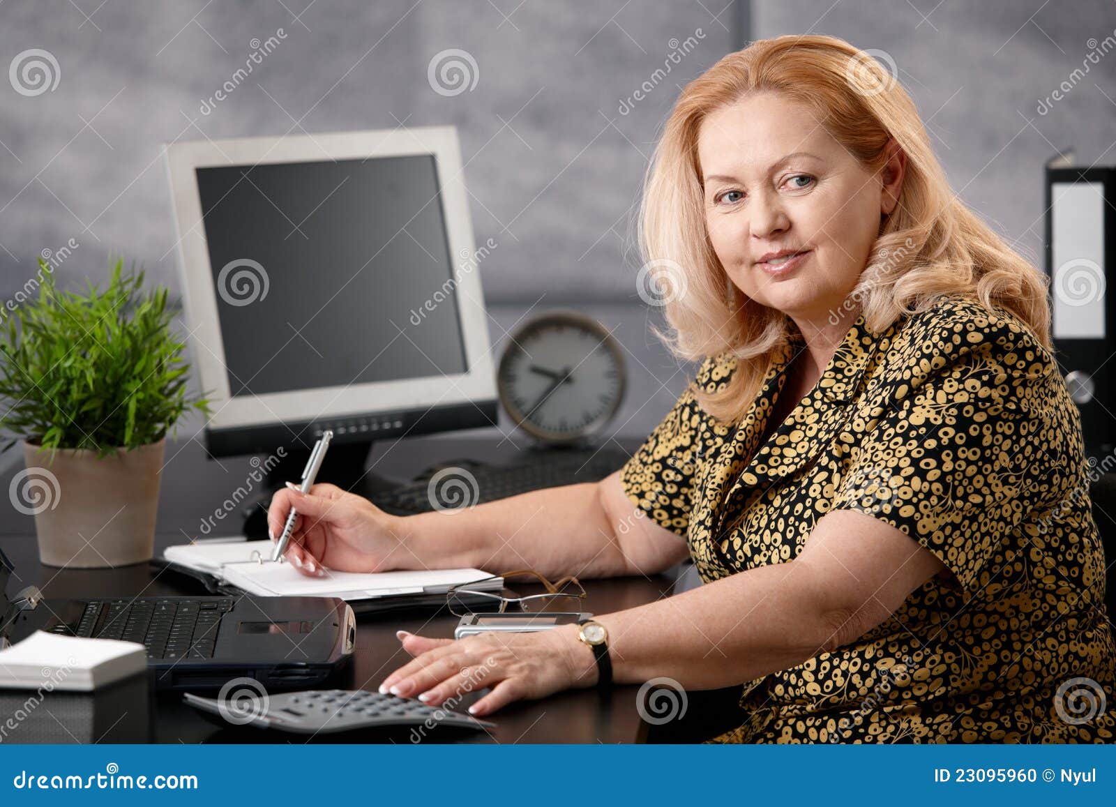 Senior Woman Working in Office Stock Photo - Image of business ...