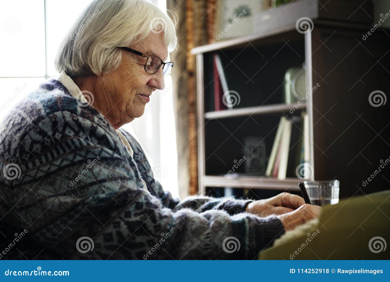 Senior Woman Writing a Letter Stock Photo - Image of grandma, dutch ...